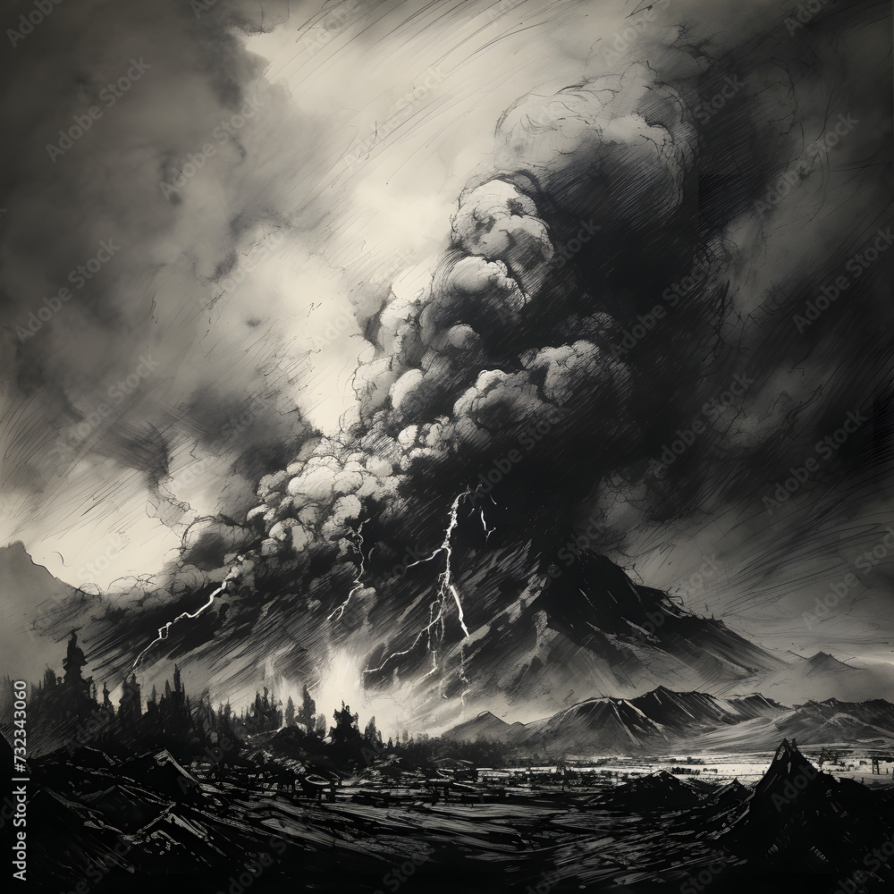 Volcano Fury Charcoal dynamic composition showcasing the raw power and ...
