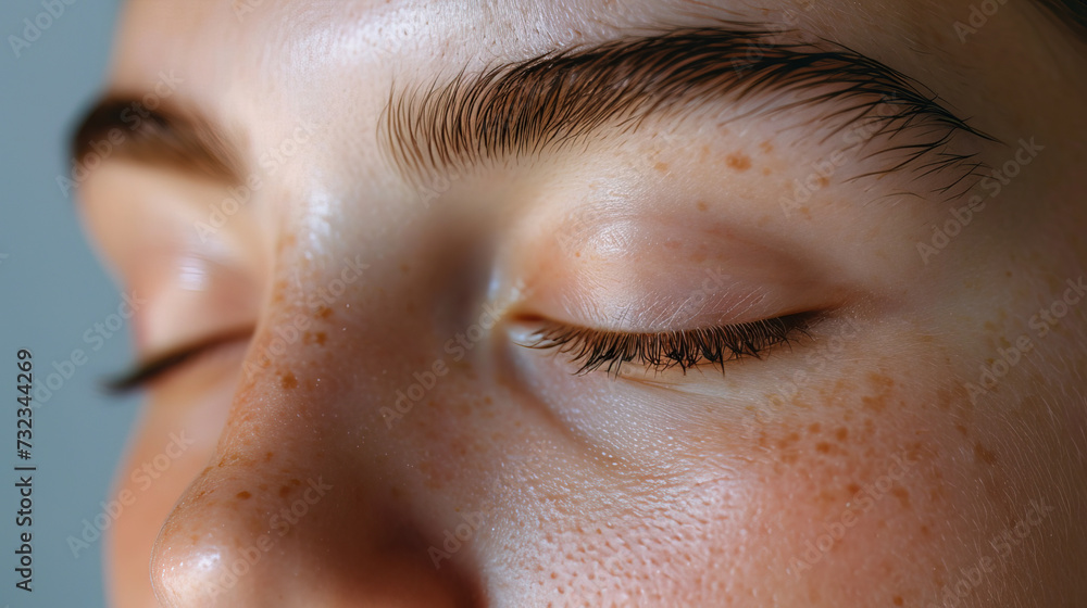 Woman eye, woman closing her eyes, beautiful eye, Close-up of a woman's ...