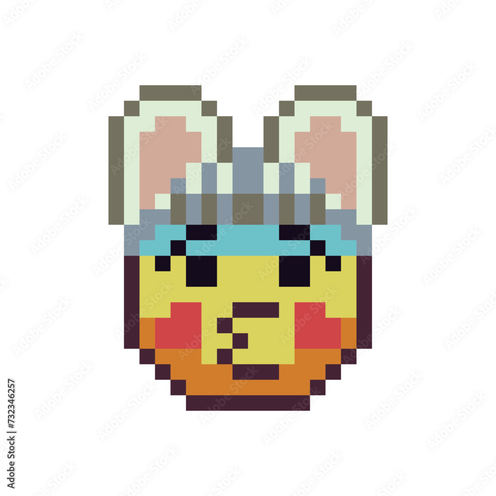 Kissing rainbow emoticon with hearts on cheeks and with bunny ears ...