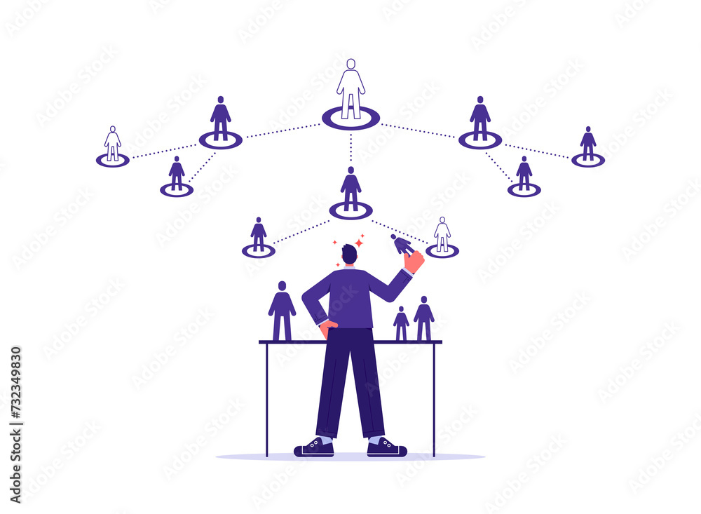 Team building or organizational chart, boss arranges resumes of ...