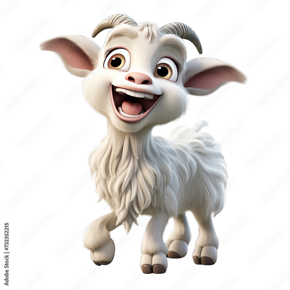 Goat cartoon character on transparent Background Stock Illustration ...
