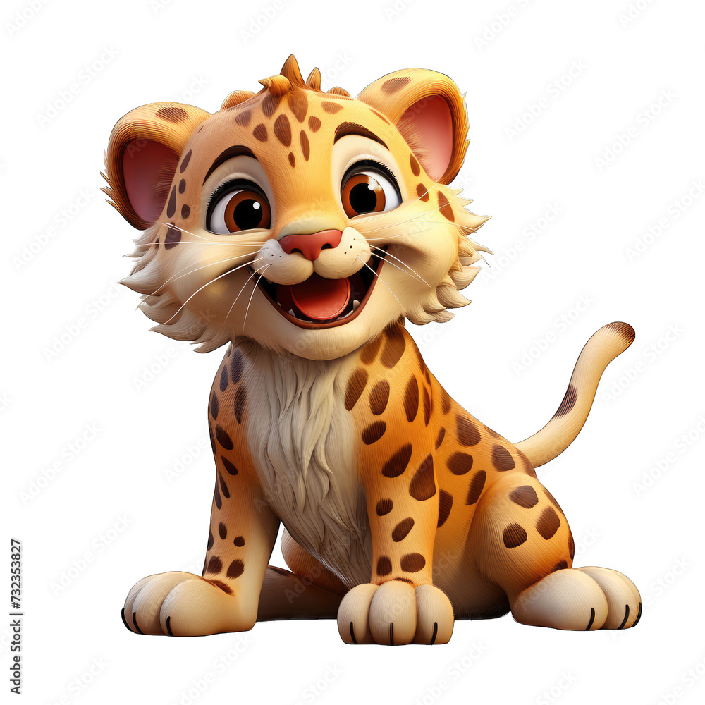 Jaguar cartoon character on transparent Background Stock Illustration ...