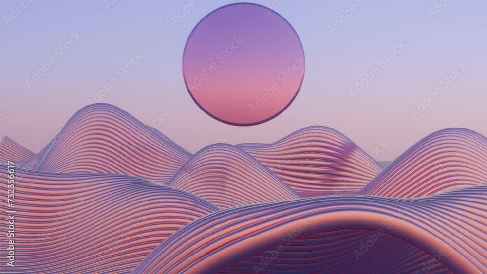 3D minimalist animation with a retro wave vibe, featuring pastel colors ...