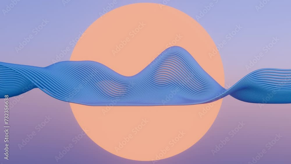 This 3D animation showcases a minimalist design of retro waves with a ...