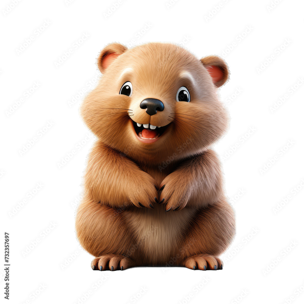 Wombat cartoon character on transparent Background Stock Illustration ...