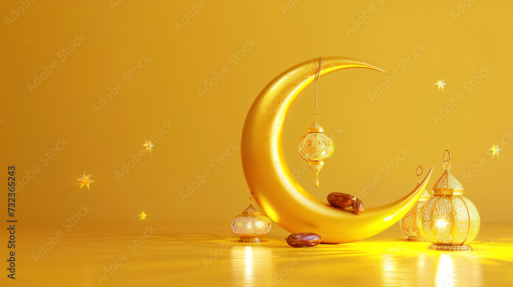 Ramadan Kareem's new background image, the Islamic concept of golden ...