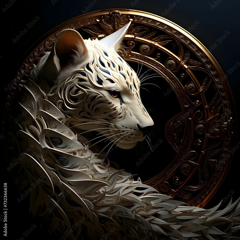 AI generated illustration of a yin yang symbol with a white cougar ...