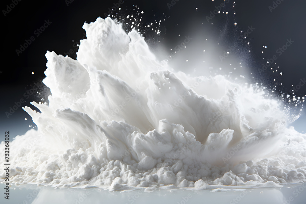 Image pour white powder on floor. Cellulose powder, powder on black ...