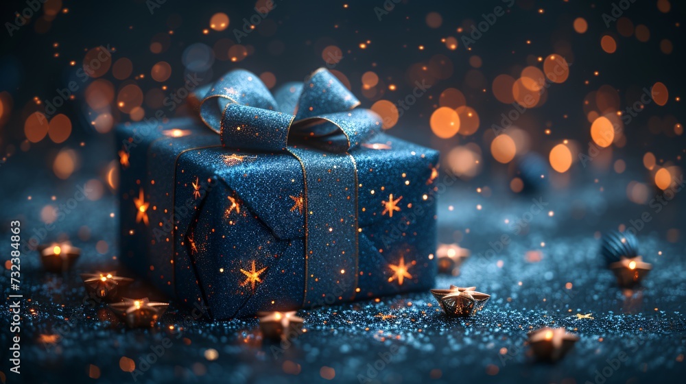 Glowing Blue Present with Sparkling Stars: A Perfect Gift for the Month ...