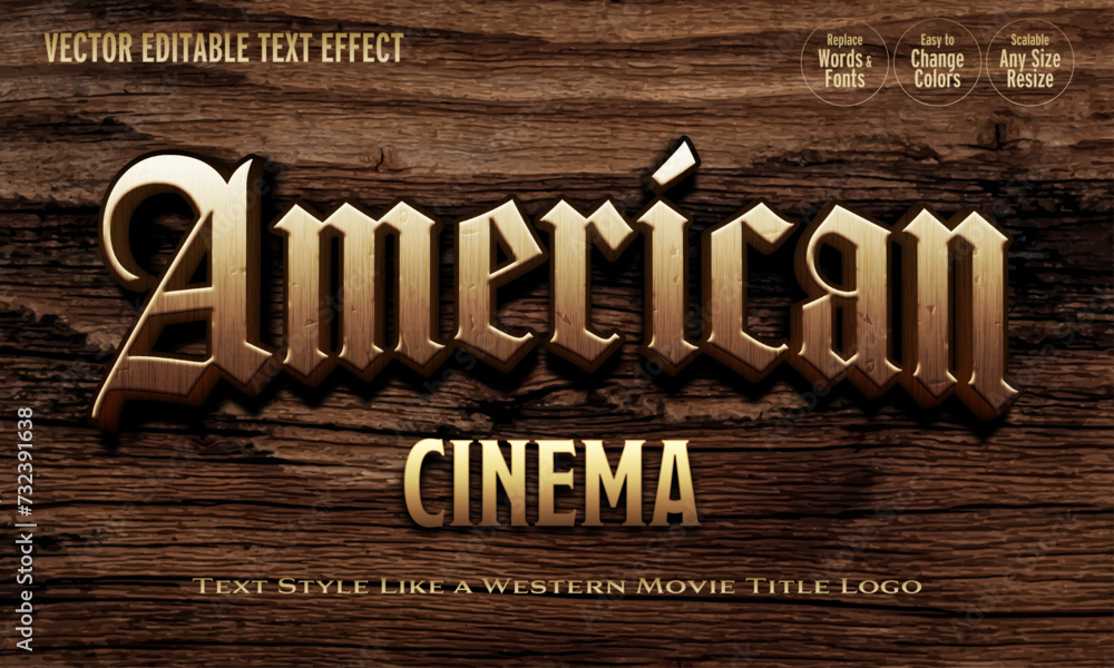 Vetor de [Editable Text Effect] ”American Cinema Logo” Text style like ...