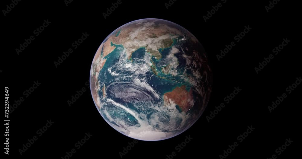 Planet Earth in space. Zoom in on globe and the continent of Asia ...