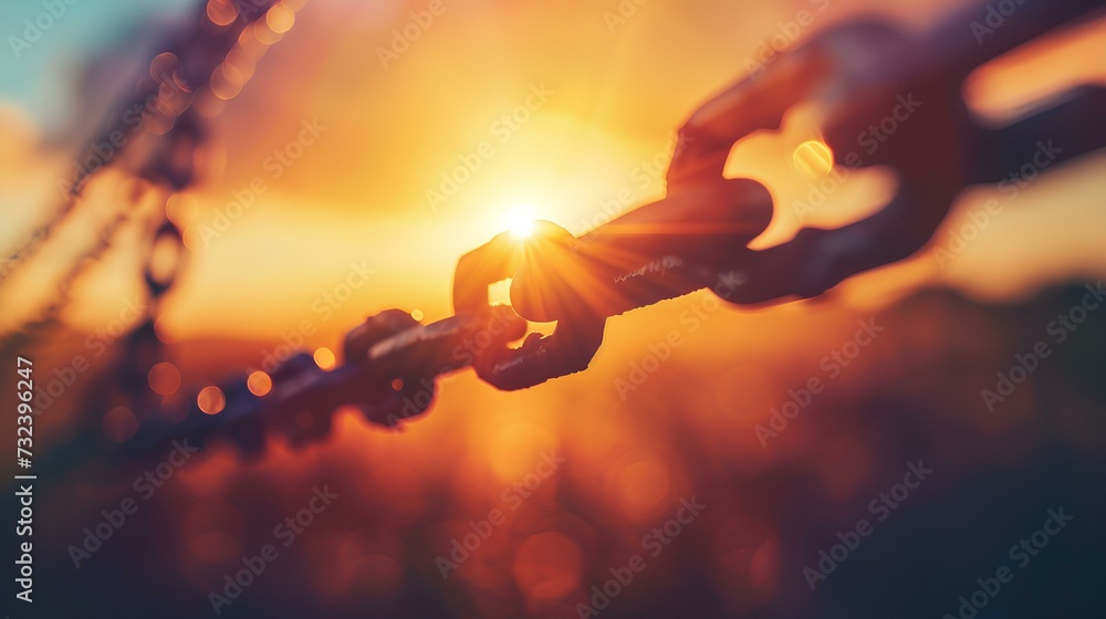 A pedestrian suspension bridge connecting valleys supported by thick ...