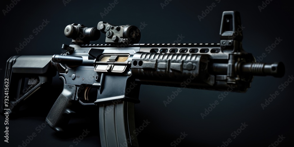 A machine gun with a red dot sight attached for enhanced accuracy ...