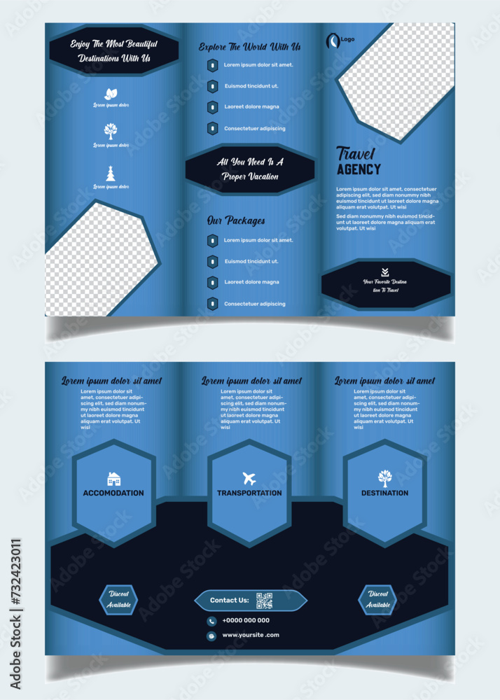 Modern Trifold Business Brochure Design Layout For Travel Agency ...