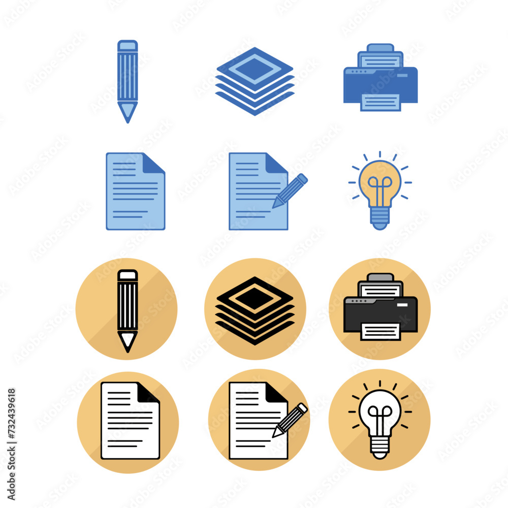 Work Document Activity icon set. Containing upload, document, link ...