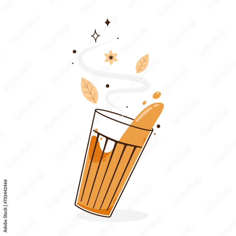 Indian hot drink vector. Indian chai icon. Chai is Indian drink. Kerala ...