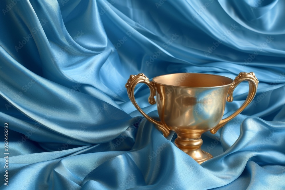 The victor, adorned in silk and satin, held the shimmering trophy aloft ...