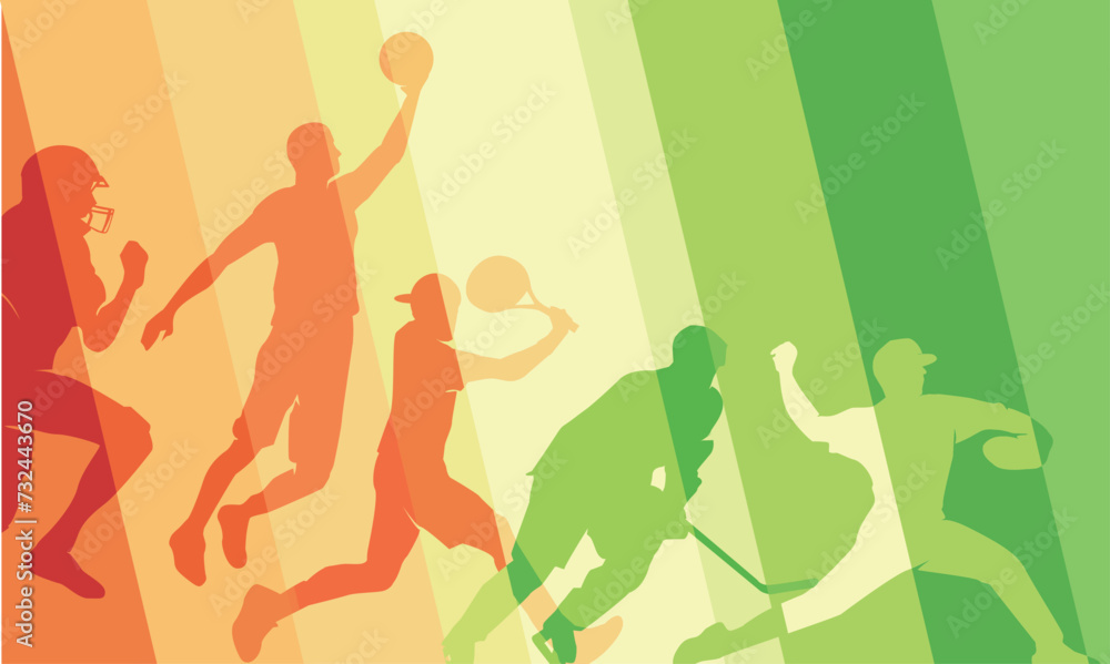 Great editable vector design scene of multi popular american sports ...