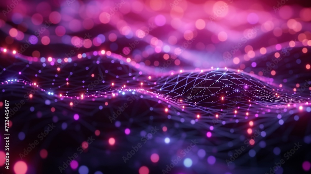 Explore the futuristic cyberspace with this vibrant 3D network ...