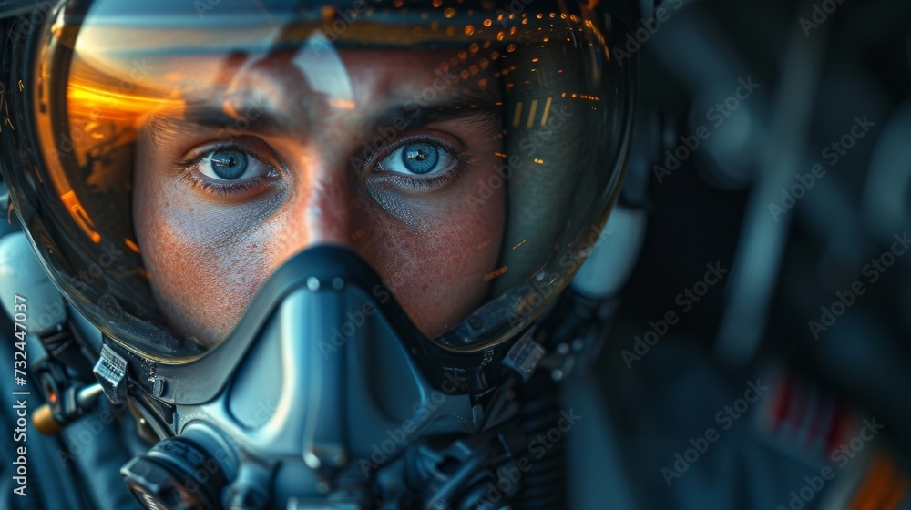 A supersonic fighter jet, piloted by a masked aviator, roars into the ...