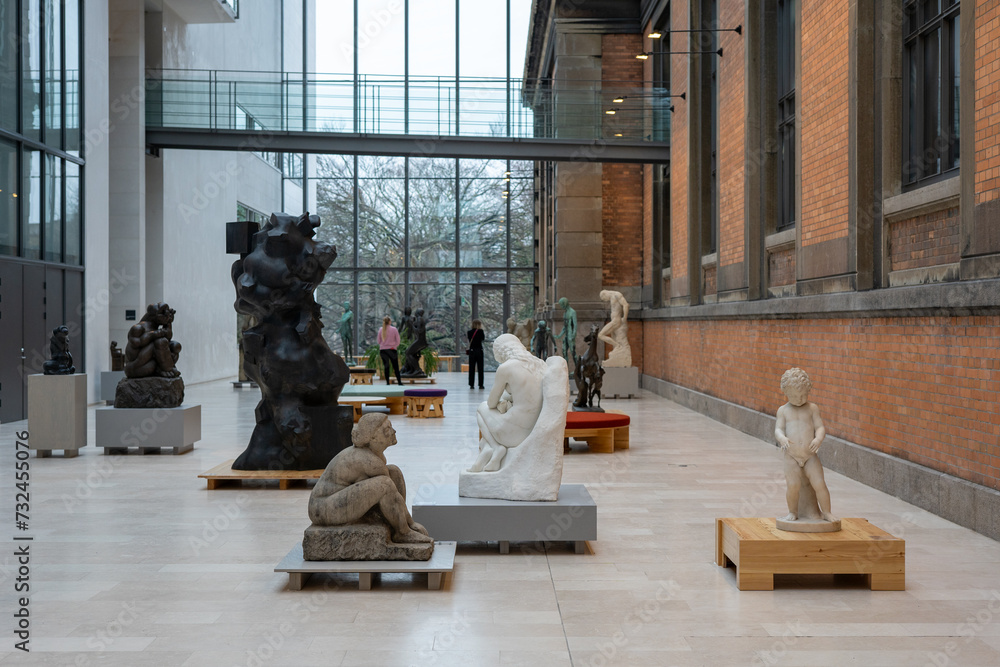Copenhagen, Denmark - January 20, 2024: Sculptures and people inside ...