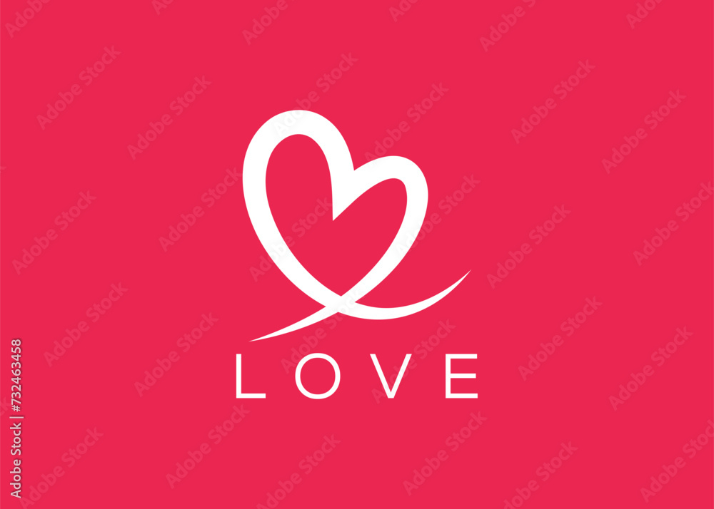 Minimalist Love logo design vector template. Creative red Heart shape ...