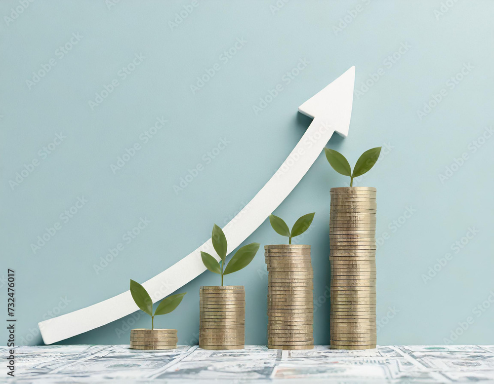 Money Growth Graph: Conceptual visualization showing the progression of ...