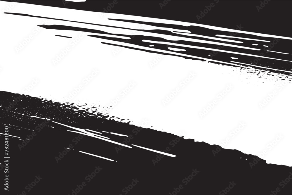 black random lines or scratches on white paper, vector image background ...
