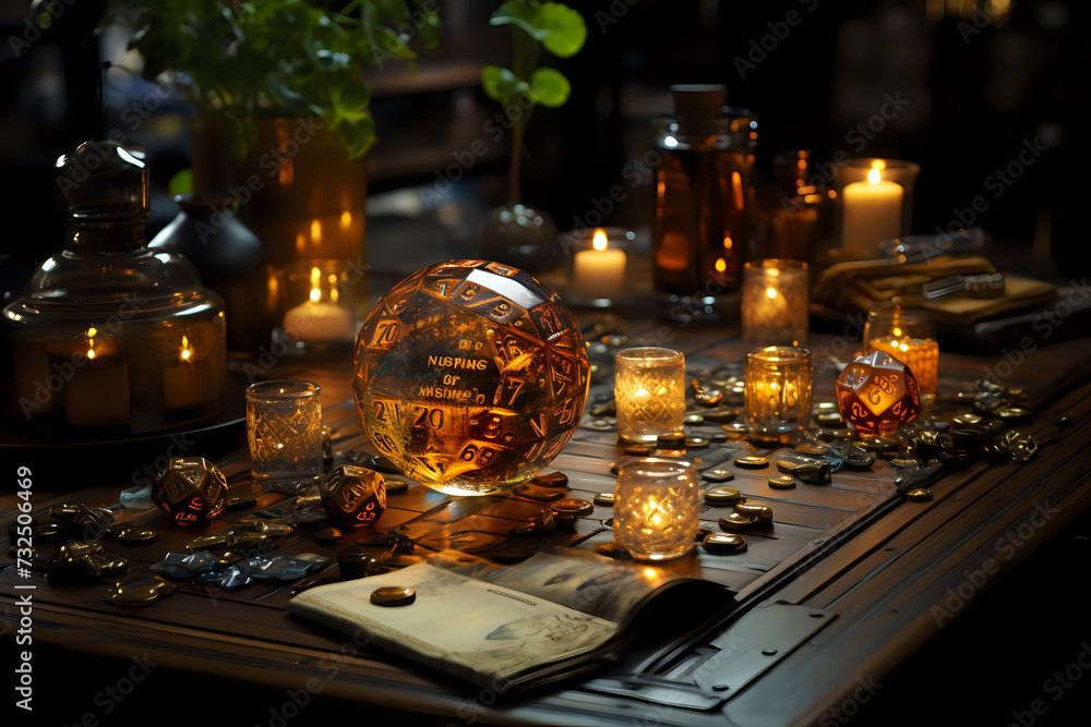 Mystical Game Night Ambiance. An enchanting tabletop scene featuring ...