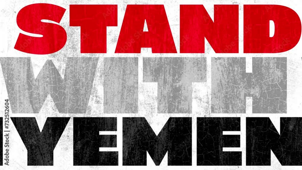 A stand with yemen text and flag motion graphic design with a scrolling ...