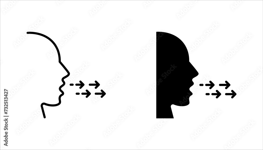 Breathing icon set. Breath difficulties sign. Respiration problems ...