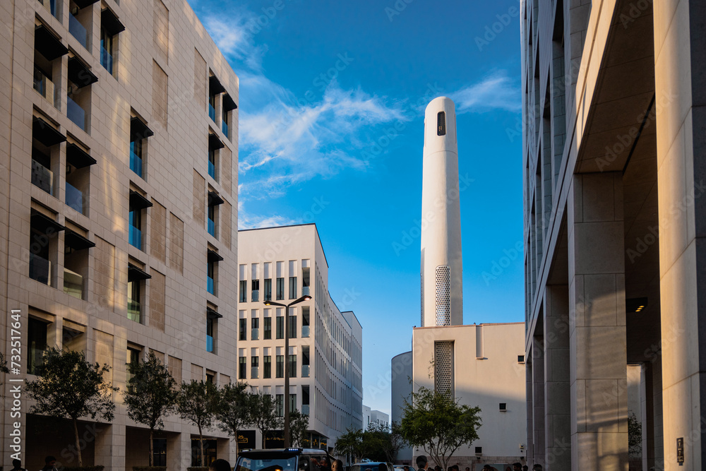 Doha, Qatar - February 3, 2024: Msheireb Mosque at Msheireb Downtown ...