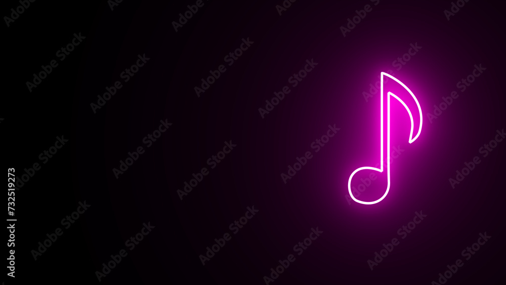 Neon glowing Music notes icon, Music notes symbol on the black ...