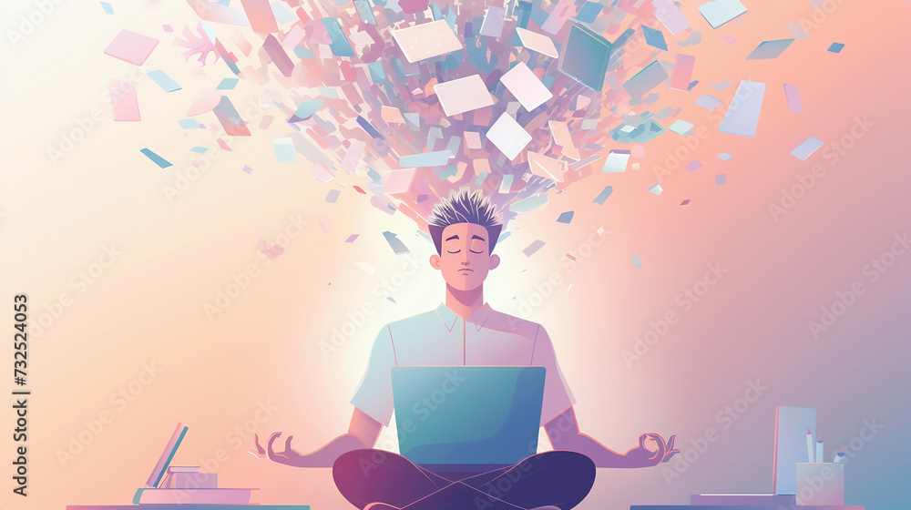 Male prompt-engineer writing a prompt, creativity process. Working with ...