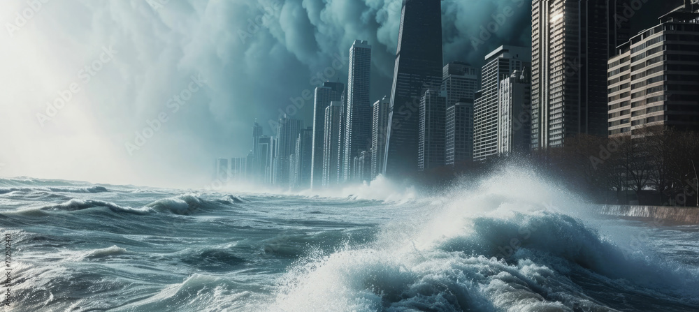 Tsunami destroys city shore, infrastructure and causing catastrophic ...