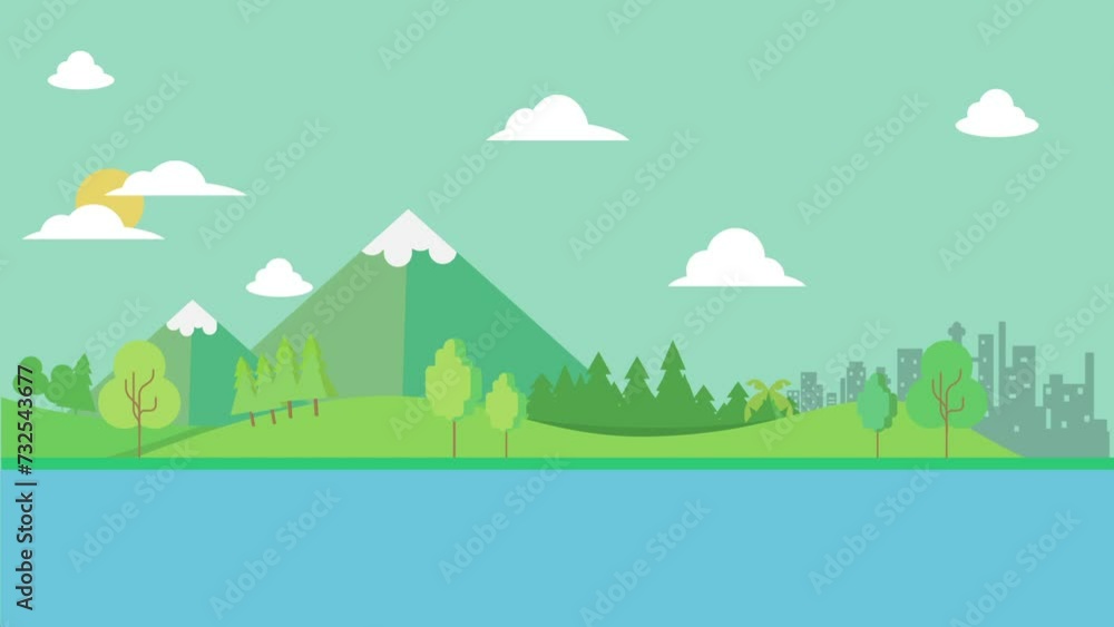 ity skyline landscape view and road, town buildings and skyscrapers ...