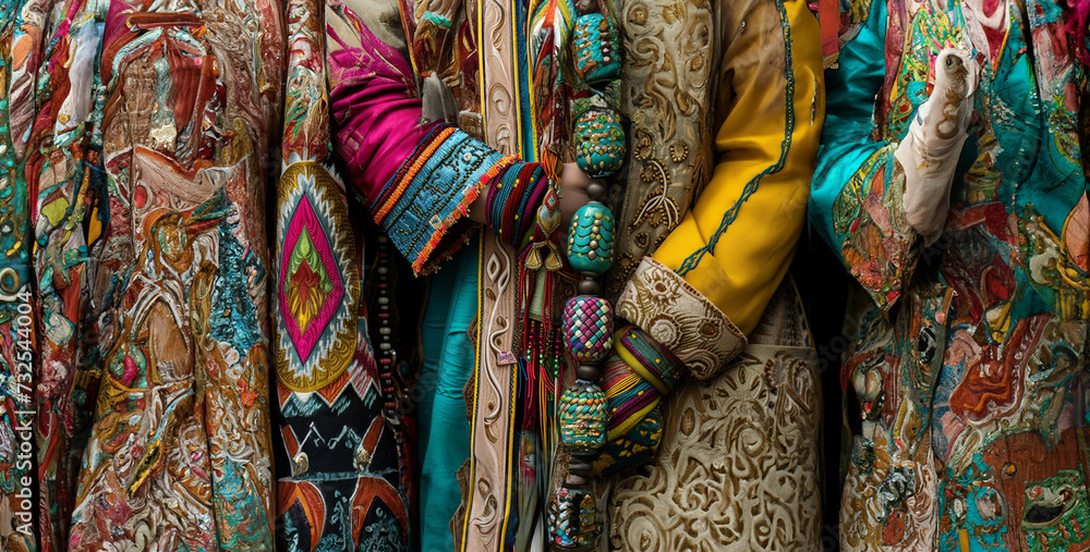 colorful scarves for sale, the intricate details of traditional ...