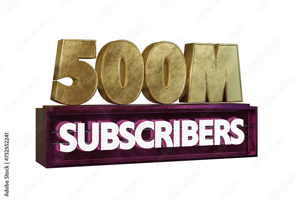 Golden 500m or five hundred Million banner isolated on transparent ...