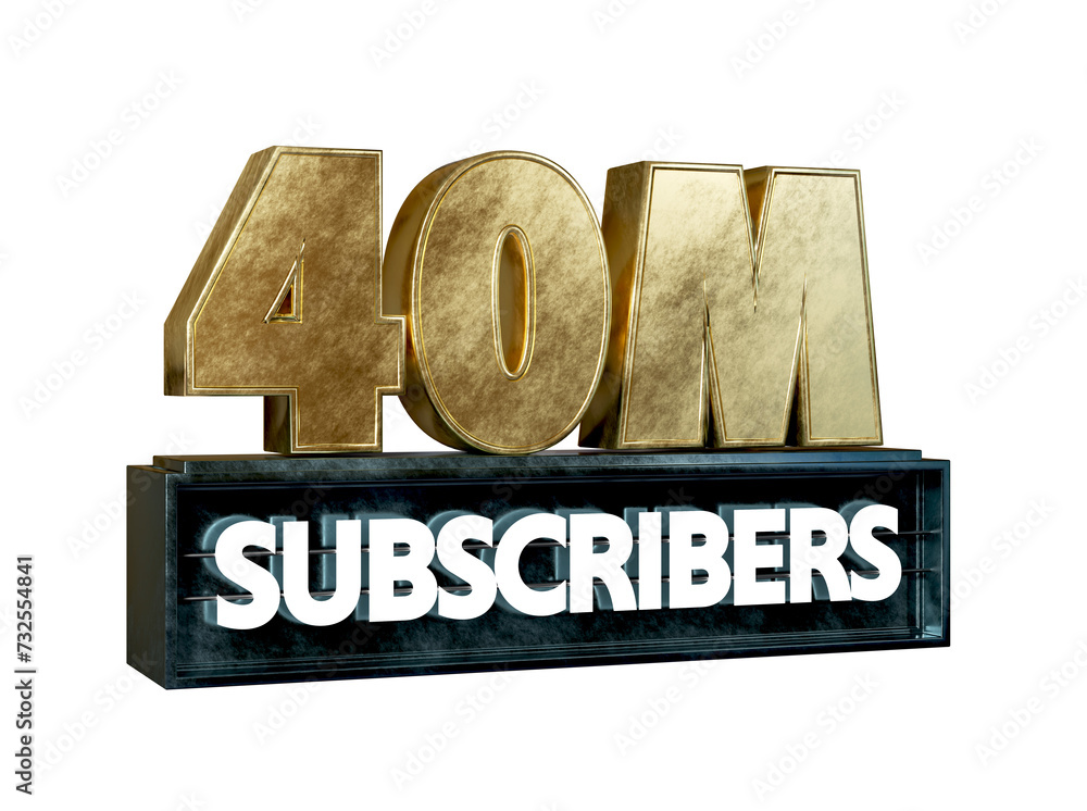 Golden 40m or forty Million banner isolated on transparent, realistic ...