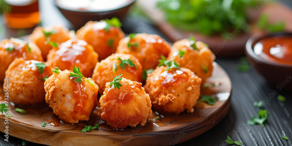 cheenese food sweet and sour chicken bites in an elegant expensive ...