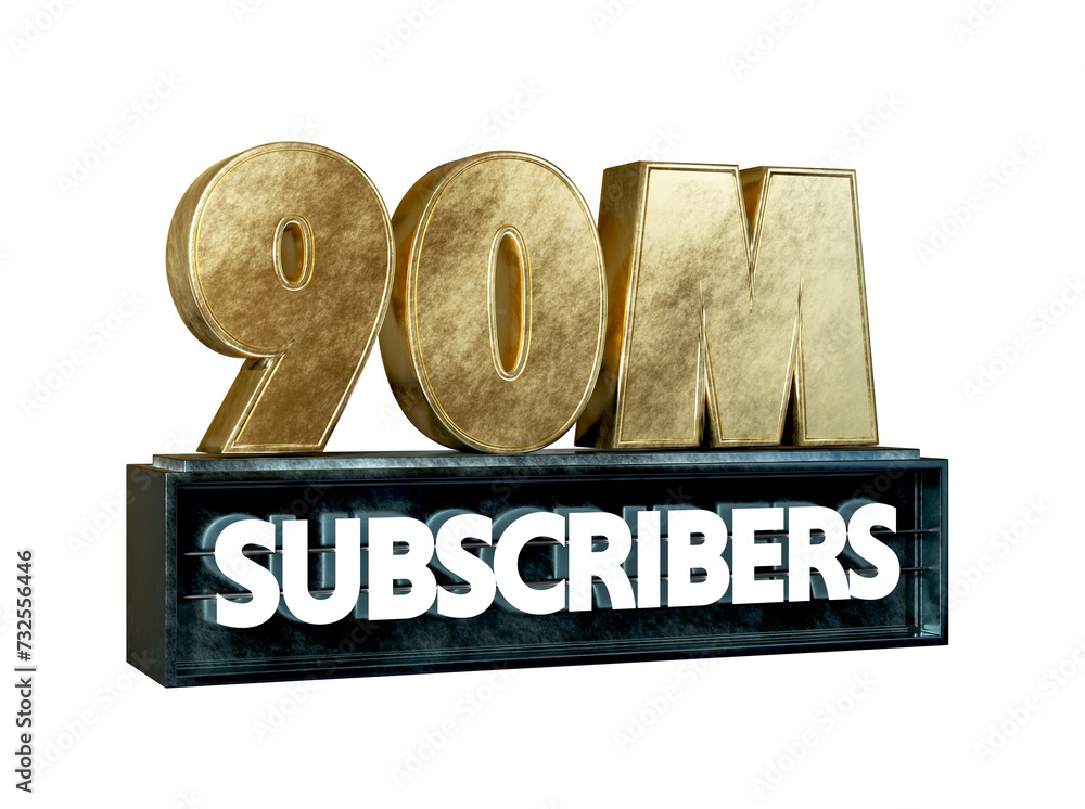 Golden 90m or ninety Million banner isolated on transparent, realistic ...