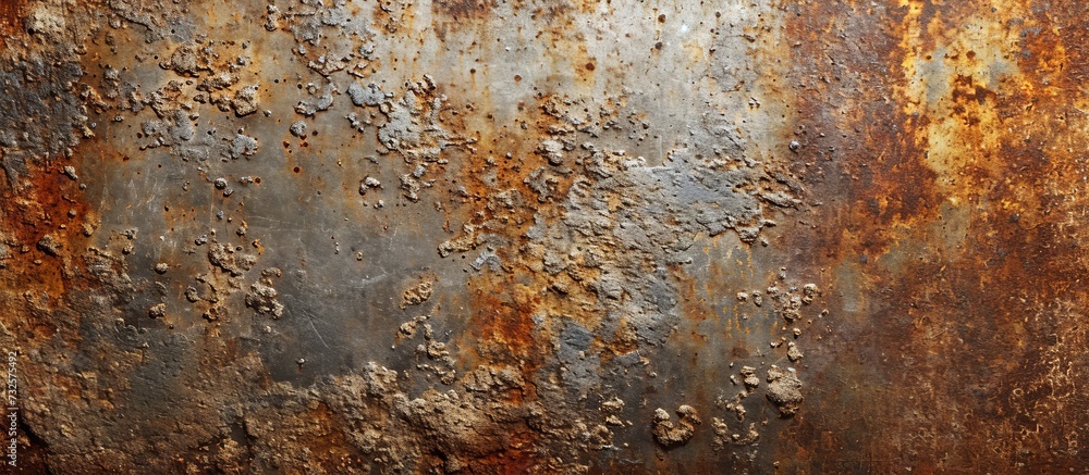 A detailed view of a corroded metal surface showing the intricate rust ...