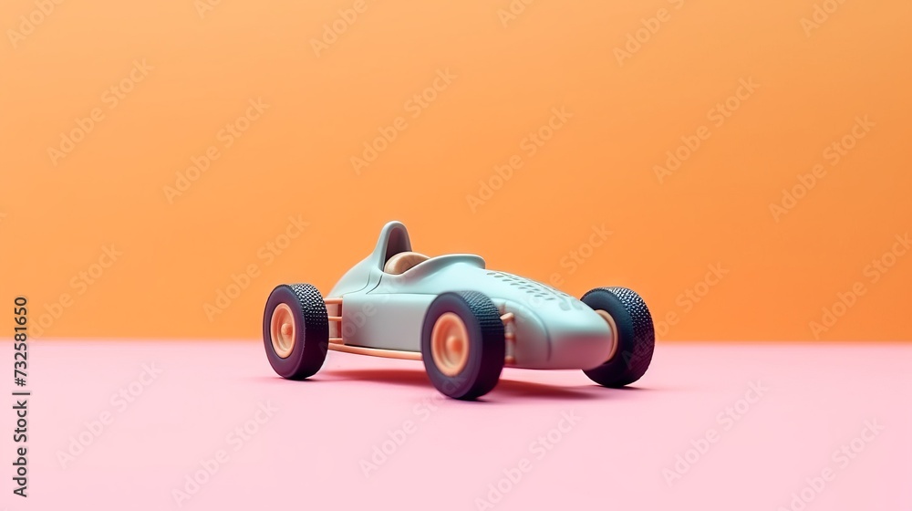 Racing car with retro design on a pastel background. Style and speed ...
