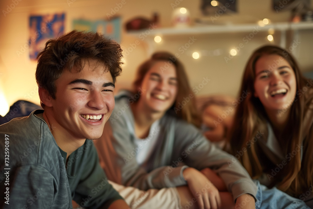 College fraternity, student community, campus party, teenage ...