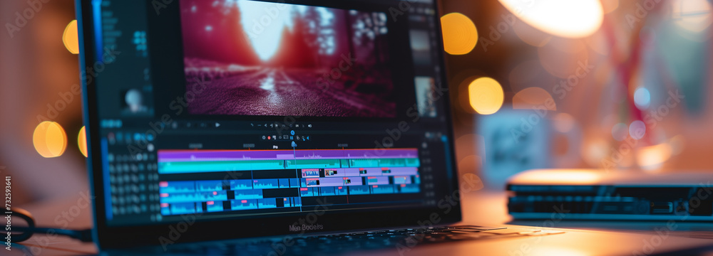 video editting timeline on the computer screen Stock Photo | Adobe Stock