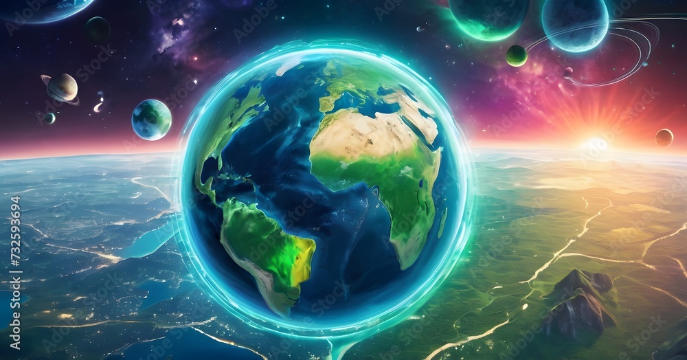 Earth Amidst Cosmic Beauty AI Generated. A vibrant depiction of our ...
