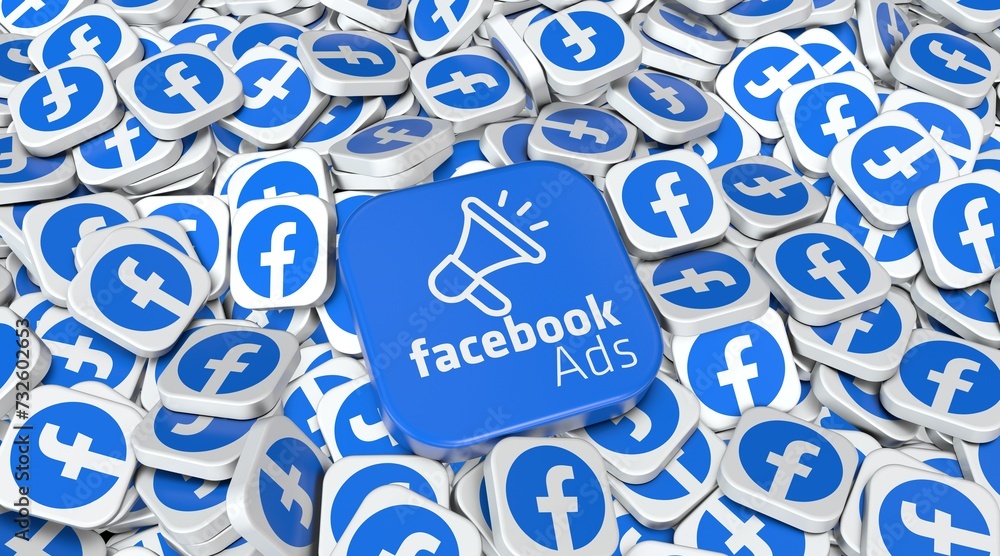 facebook ADS, Social Media Logos Visual Presentation - 3D Background ...