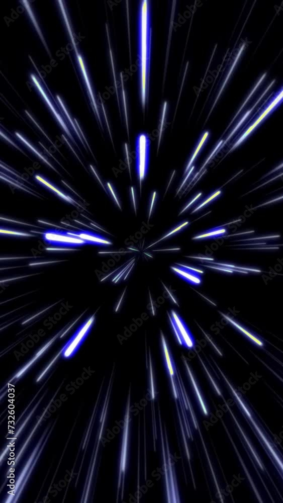 Loopable background animation of flying through hyper space. Yellow ...