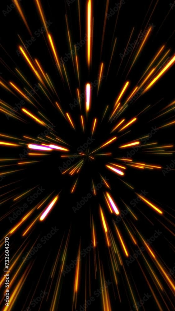Loopable background animation of flying through hyper space. Yellow ...