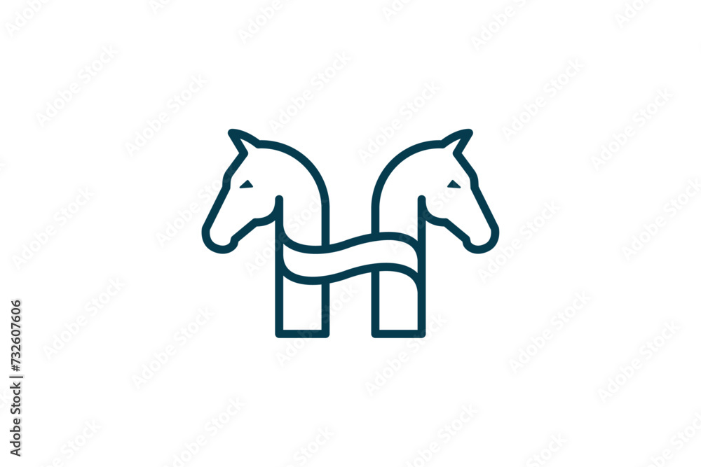 Letter H with Horse Head logo vector symbol icon design. Editable horse ...